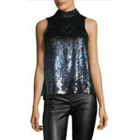French Connection | Tops | French Connection Ombre Sequin Mock Neck Top ...